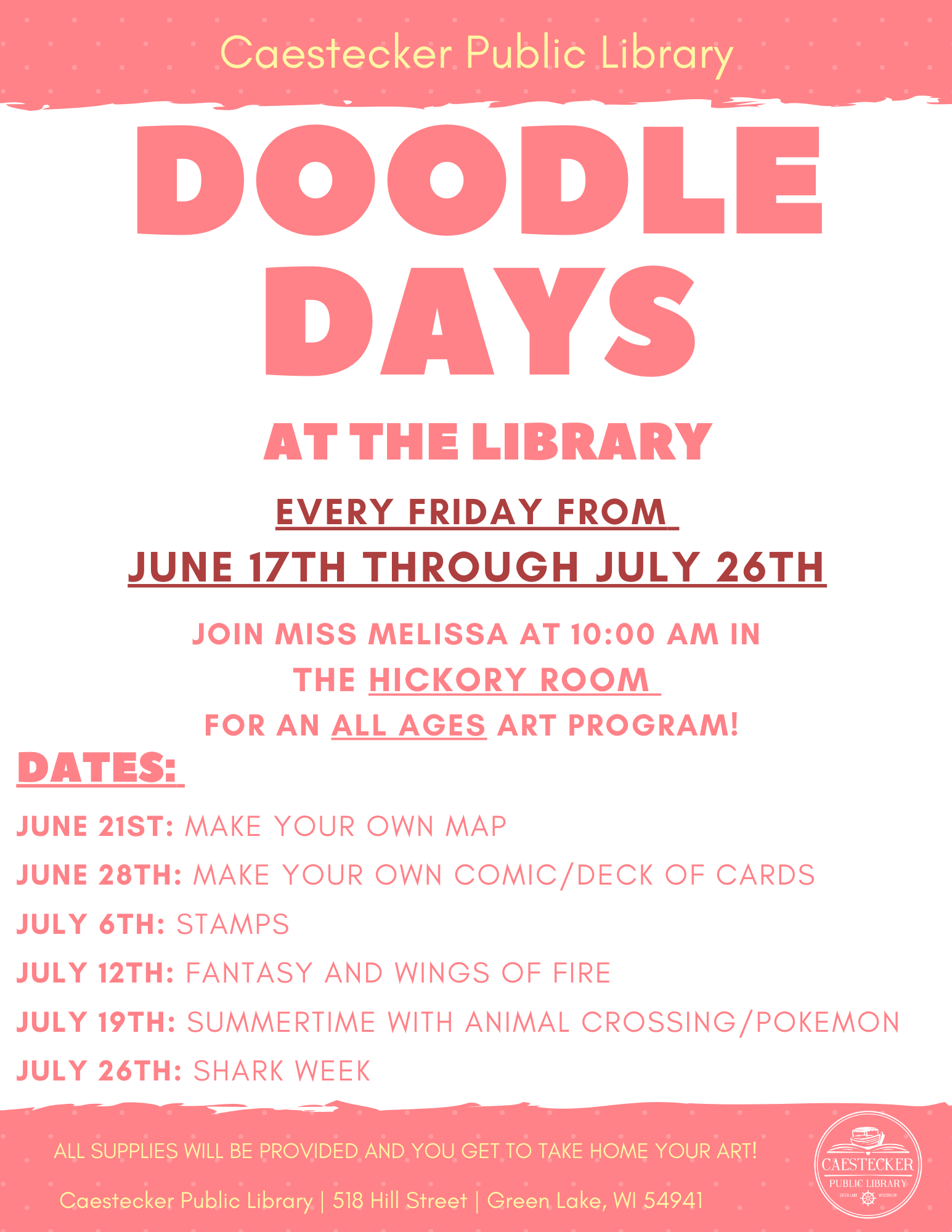 Caestecker Public Library | Doodle Day: Stamps! | Hickory Room